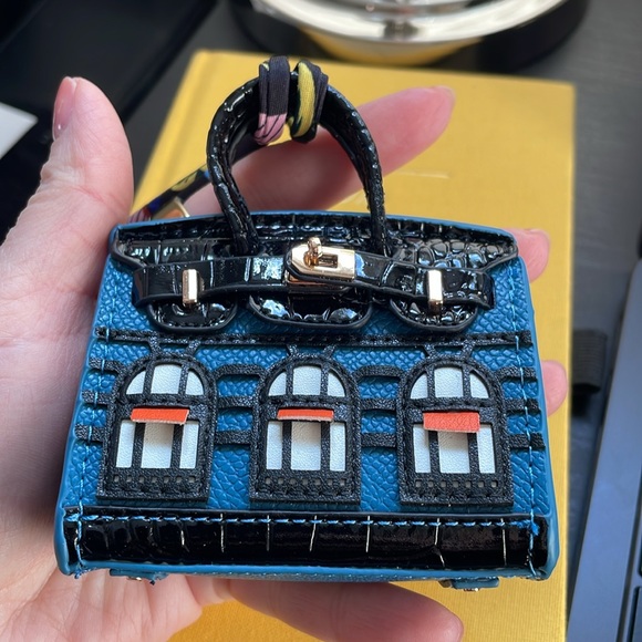 Bags | Stylish Blue And Black Handbag Accessory Charm Airdpod Case ...
